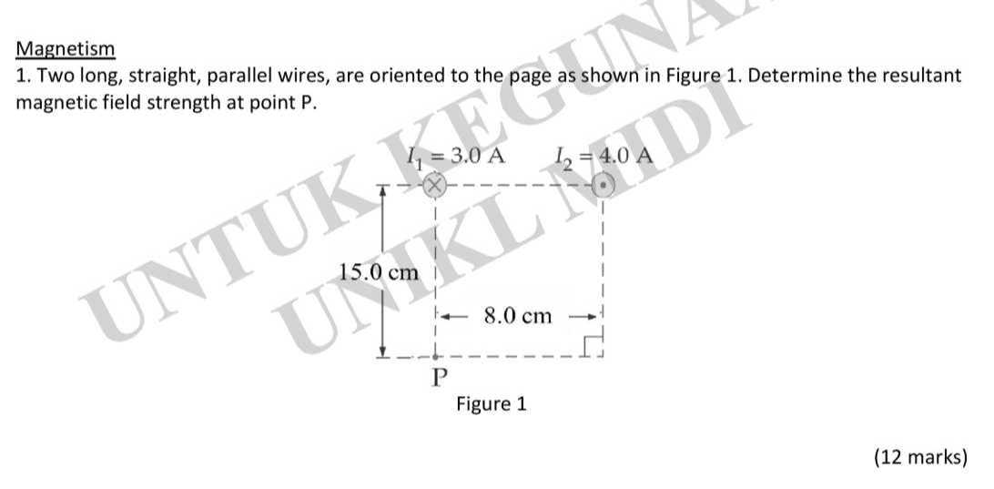 Magnetism 1. Two long, straight, parallel wires, are oriented to the ...