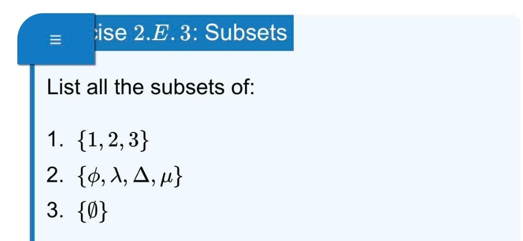 equiv ise 2e 3 subsets list all the subsets of 1 123 2 phi lambda delta ...