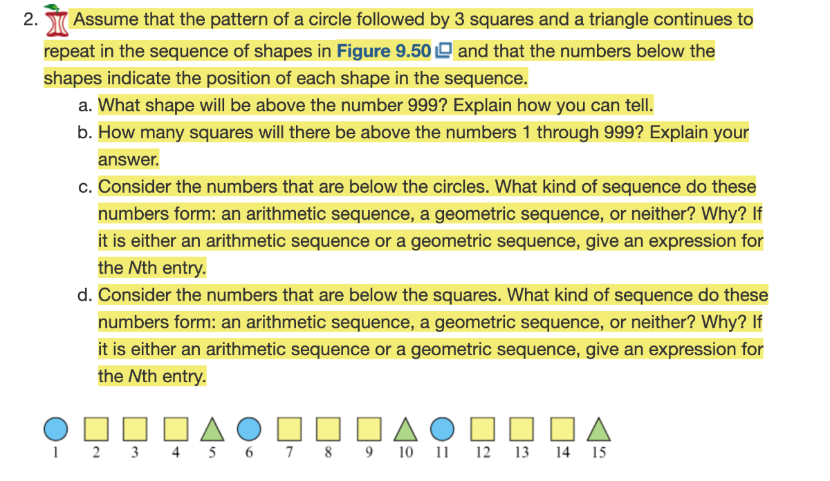 2. π̅ Assume that the pattern of a circle followed by 3 squares and a ...