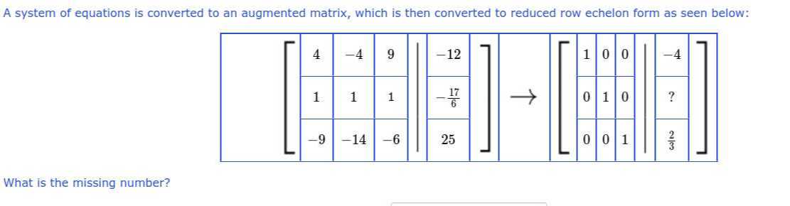 a system of equations is converted to an augmented matrix which is then converted to reduced row ...
