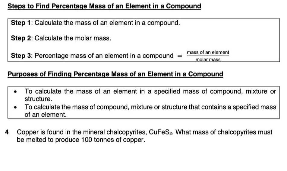 Steps to Find Percentage Mass of an Element in a Compound Step 1 ...