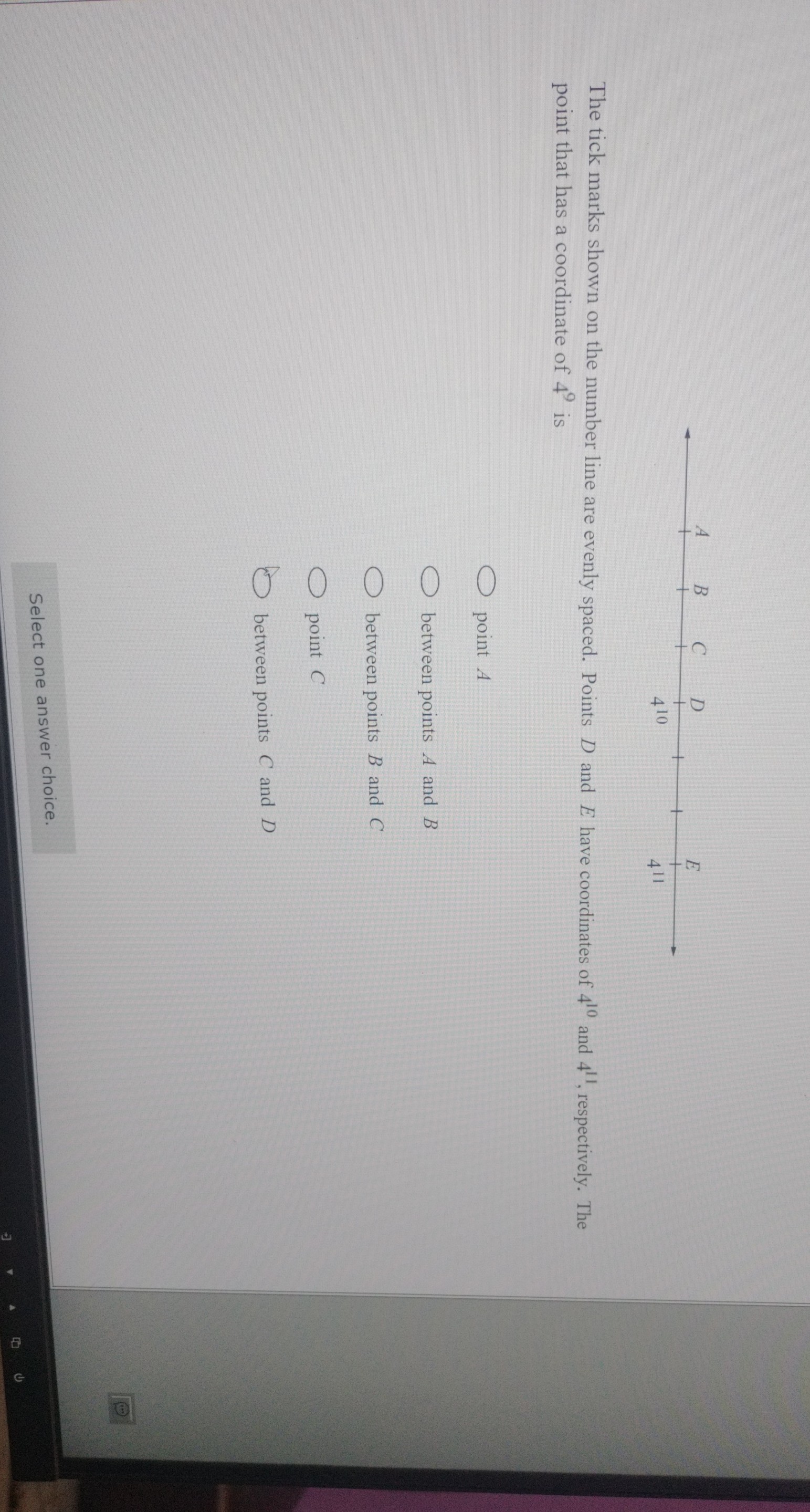 the tick marks shown on the number line are evenly spaced points d and ...