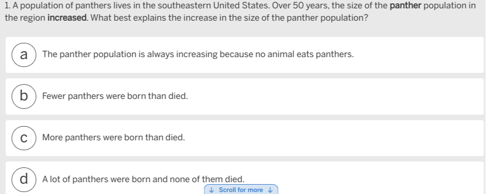 SOLVED: 1. A population of panthers lives in the southeastern United ...