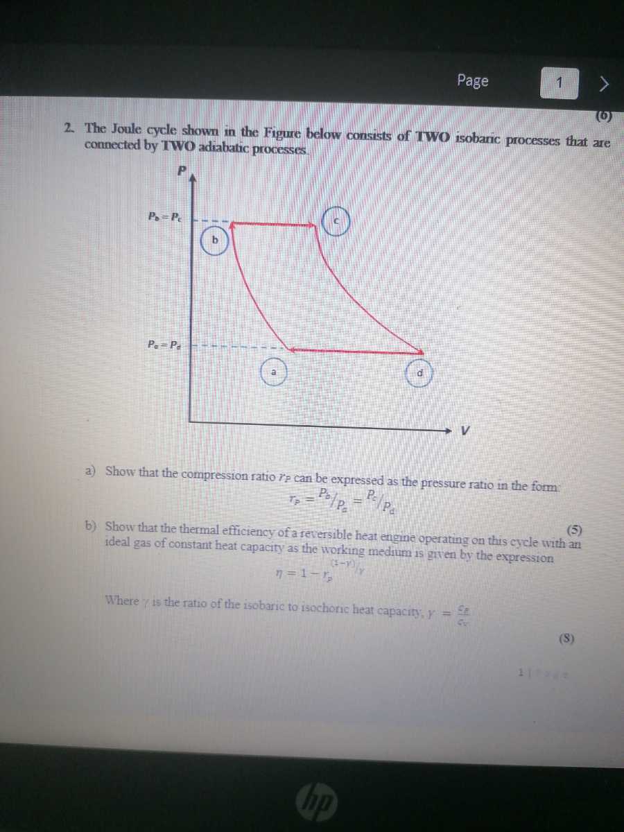 2. The Joule cycle shown in the Figure below consists of TWO isobaric ...