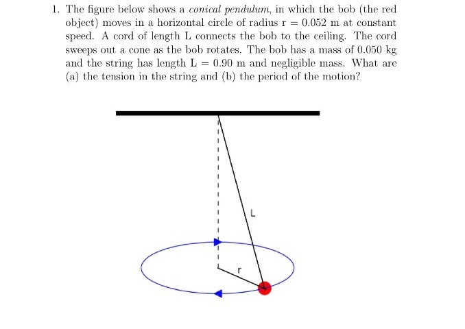1 the figure below shows a conical pendulum in which the bob the red ...