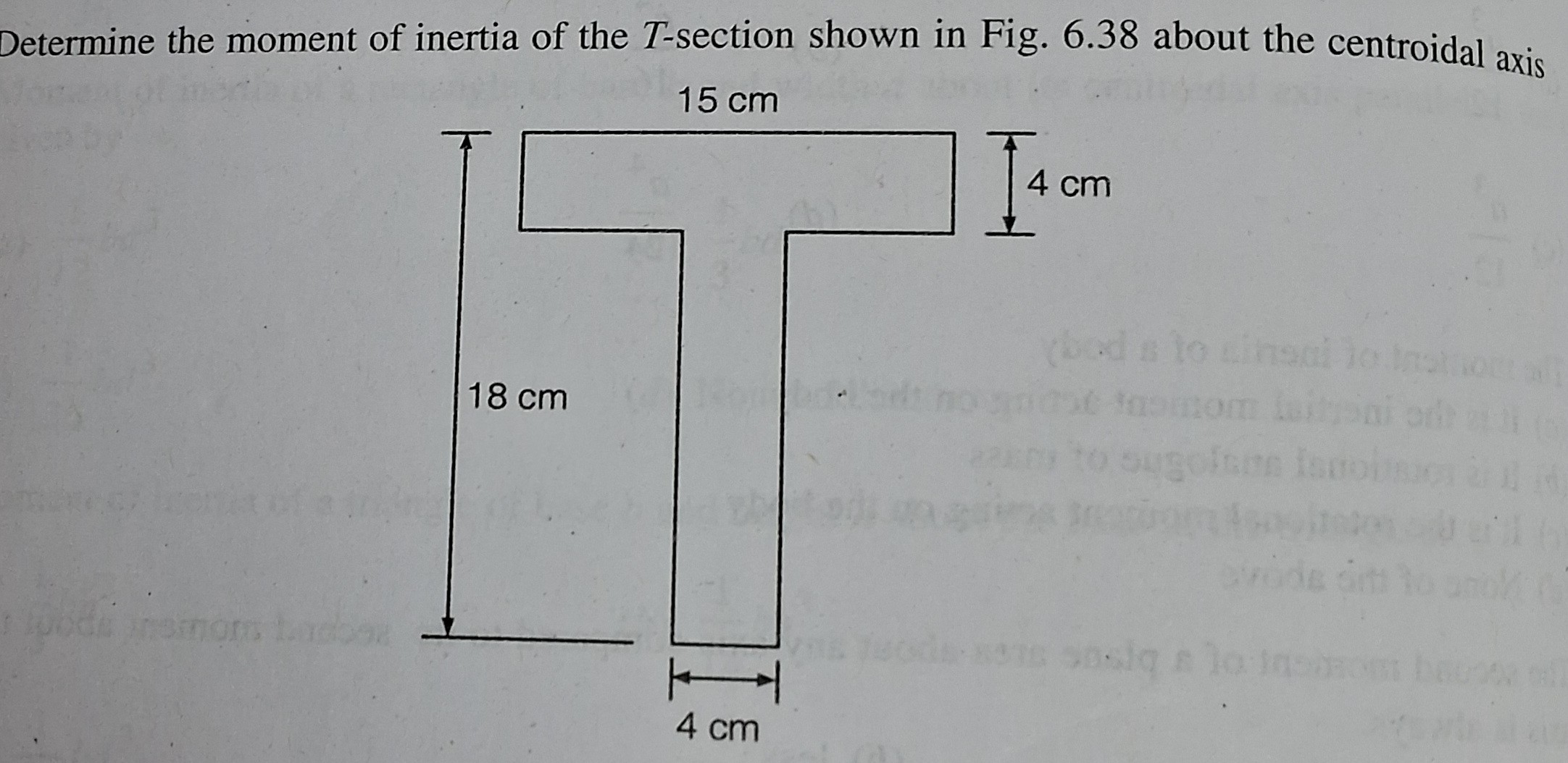 Determine the moment of inertia of the T-section shown in Fig. 6.38 ...