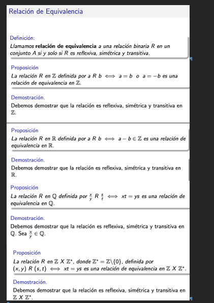Relación de Equivalencia Definición: L/amamos relación de equivalencia ...