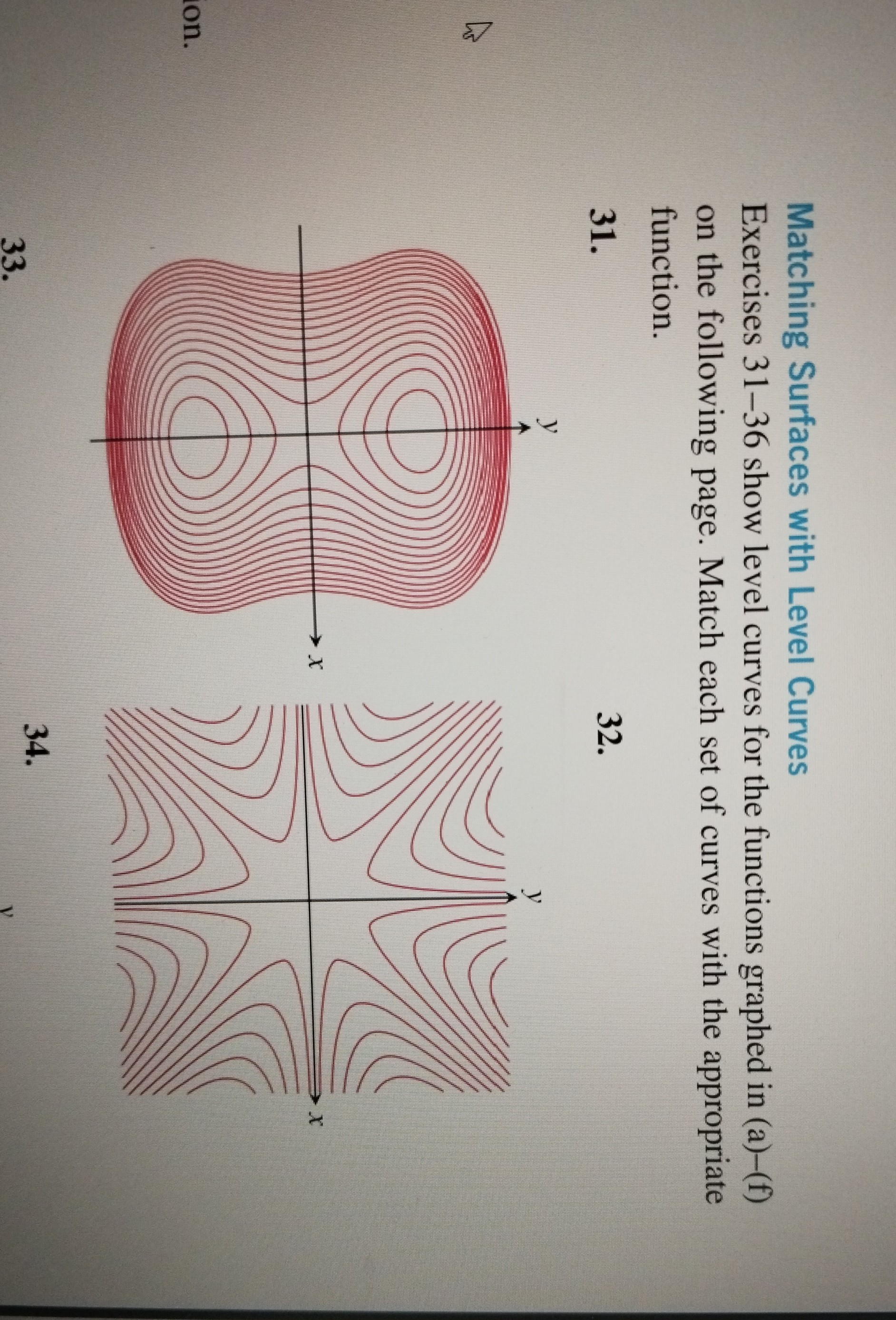 matching surfaces with level curves exercises 31 36 show level curves ...