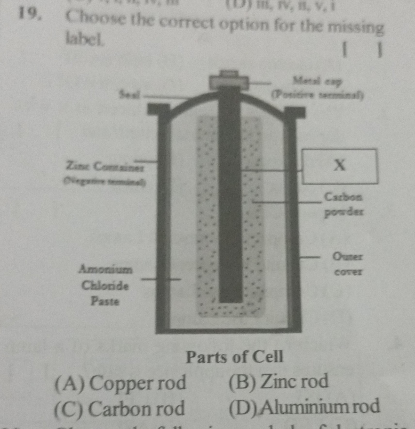 19 choose the correct option for the missing label parts of cell a ...