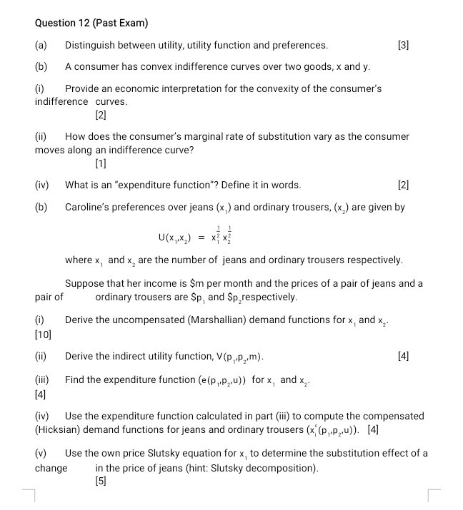 Question 12 (Past Exam) (a) Distinguish between utility, utility ...