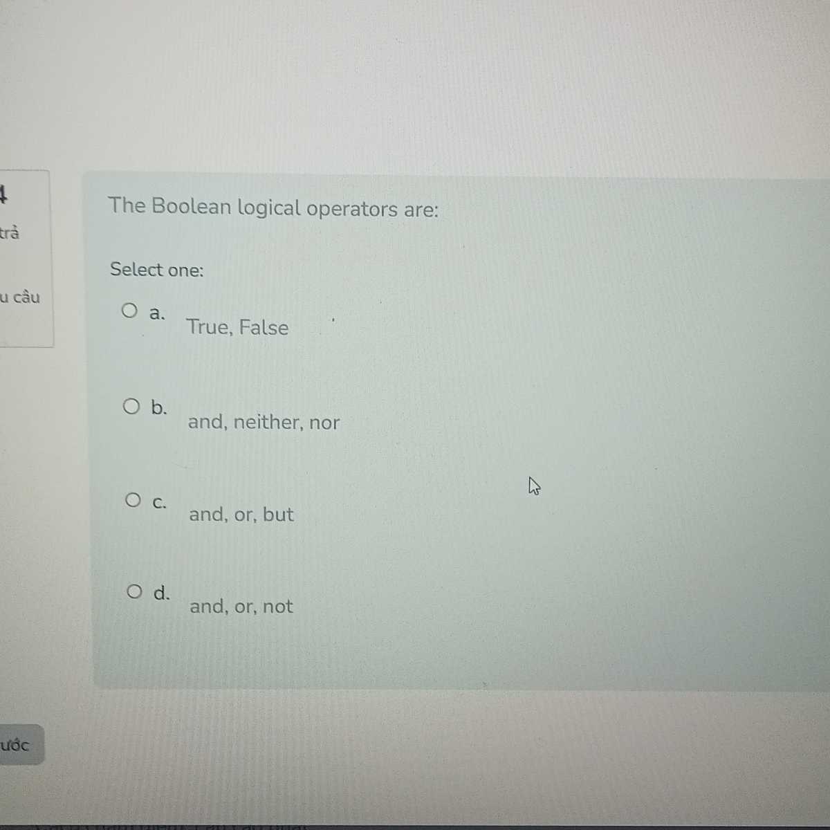 the boolean logical operators are select one a true false b and neither ... the boolean logical operators are select one a true false b and neither ...