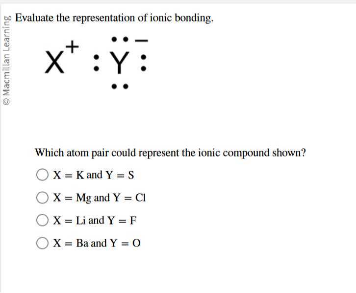 evaluate the representation of ionic bonding which atom pair could ...