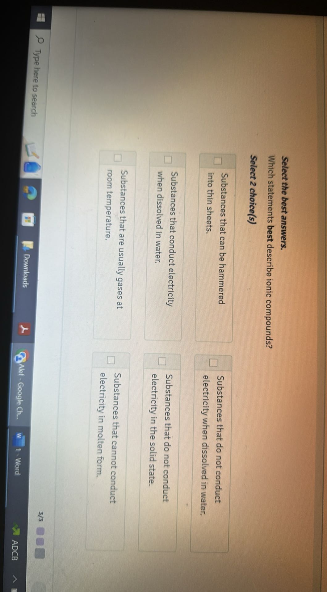 select the best answers which statements best describe ionic compounds ...