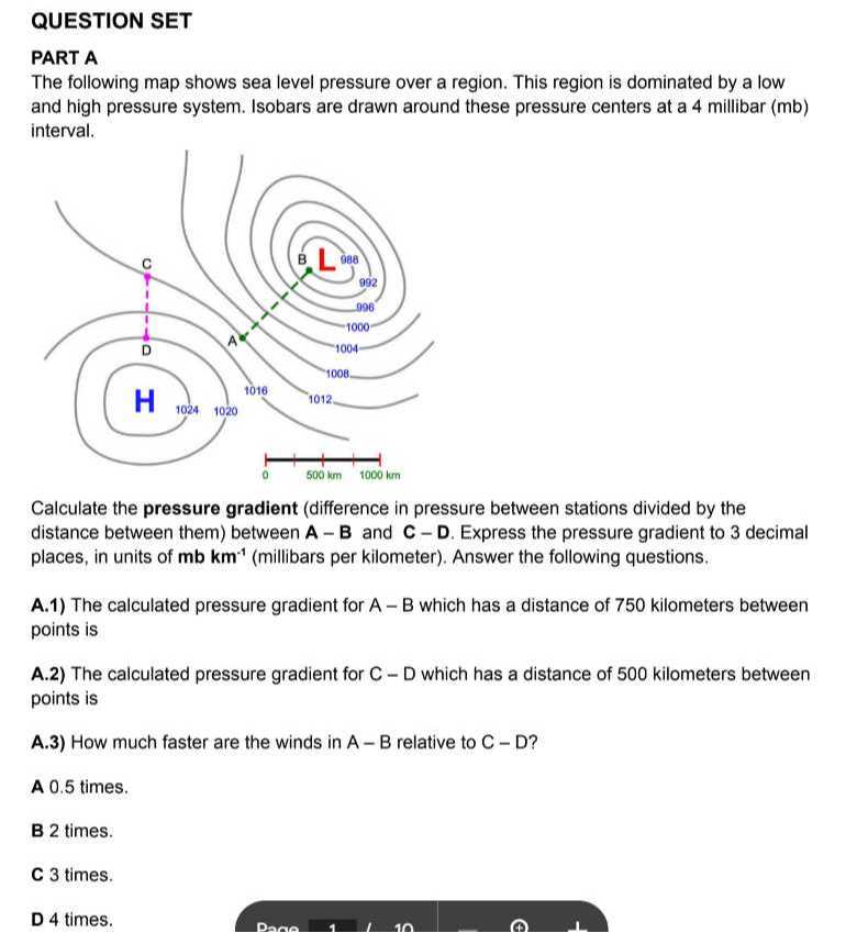 question set part a the following map shows sea level pressure over a ...