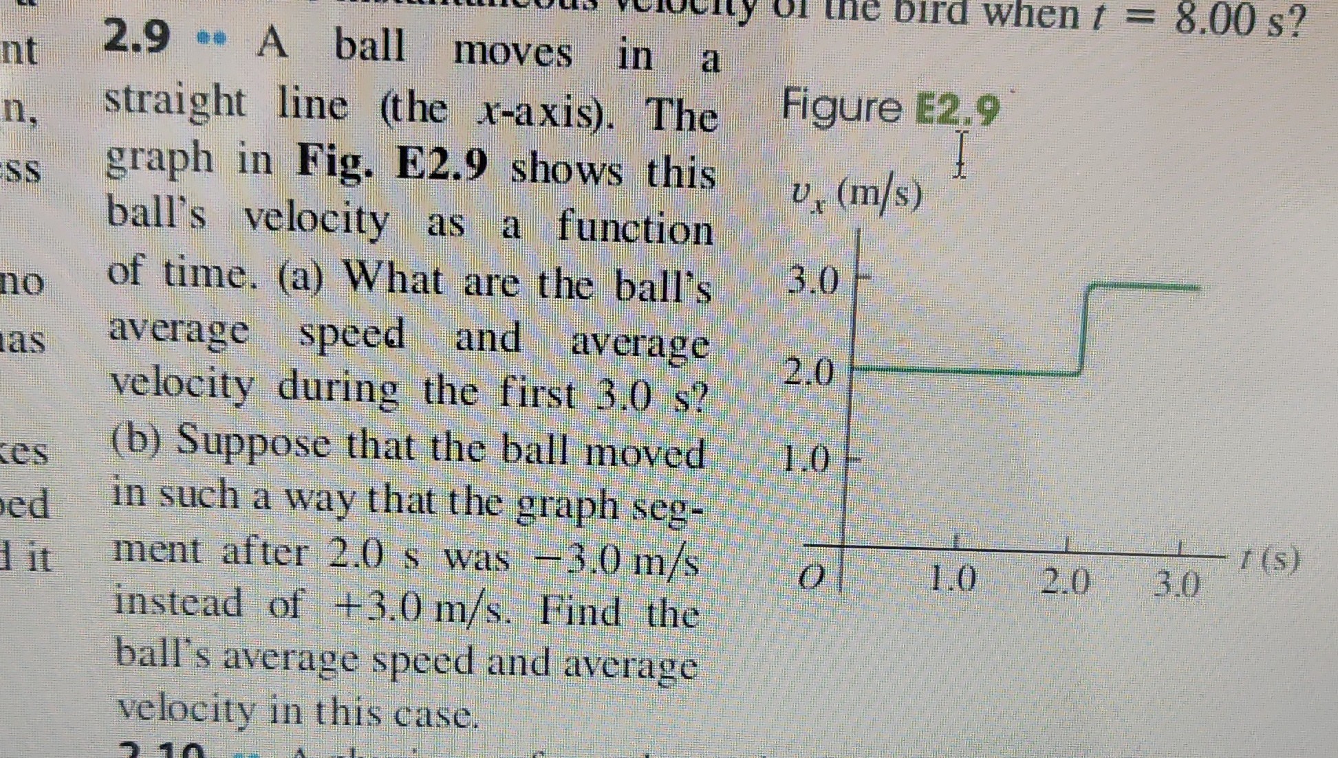 29 a ball moves in a straight line the x axis the graph in fig e29 ...