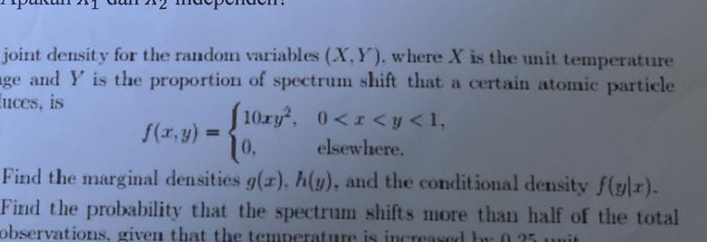 joint density for the random variables x y where x is the unit temperature ge and y is the ...