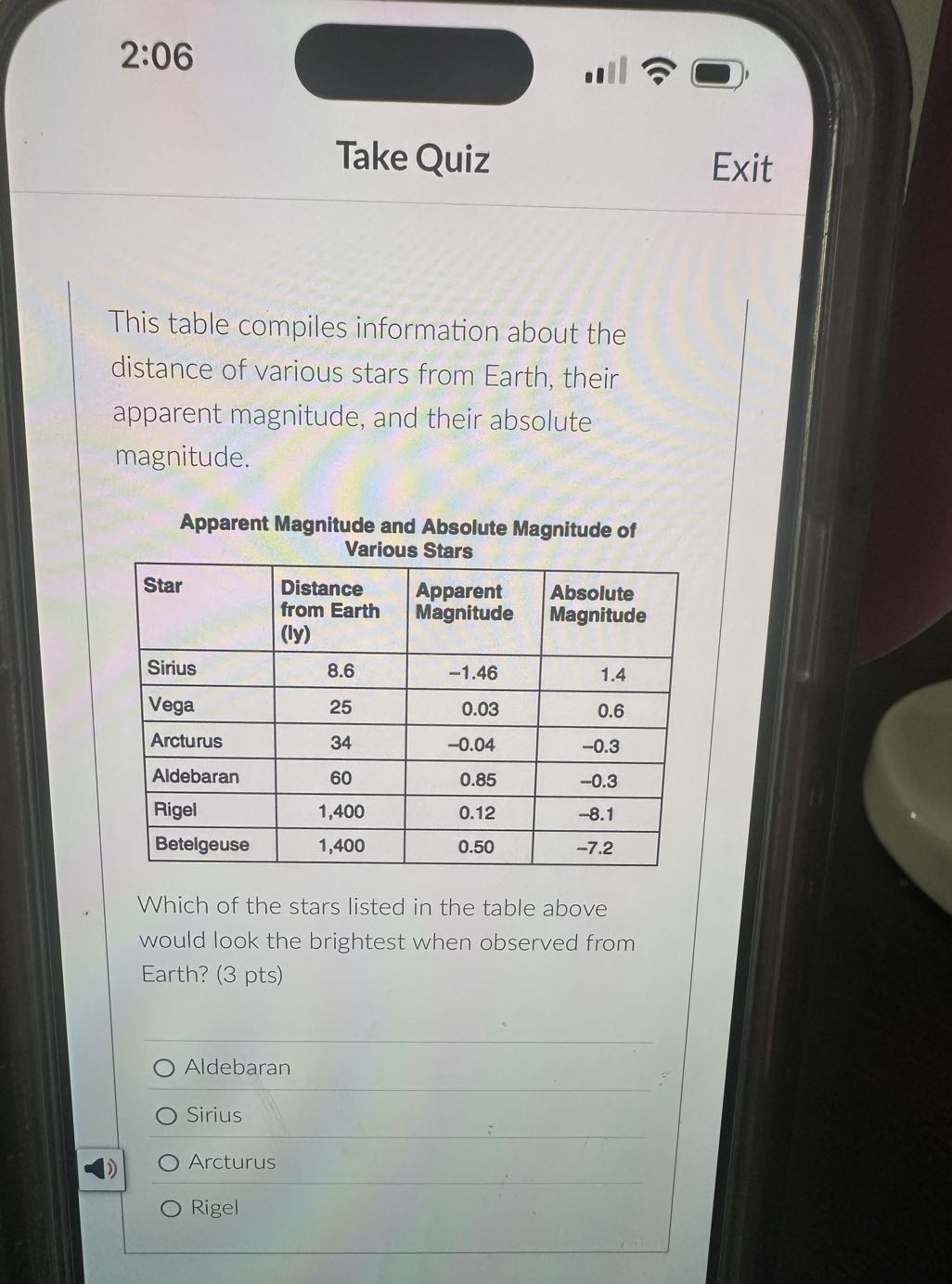[GET ANSWER] 2:06 Take Quiz Exit This table compiles information about ...
