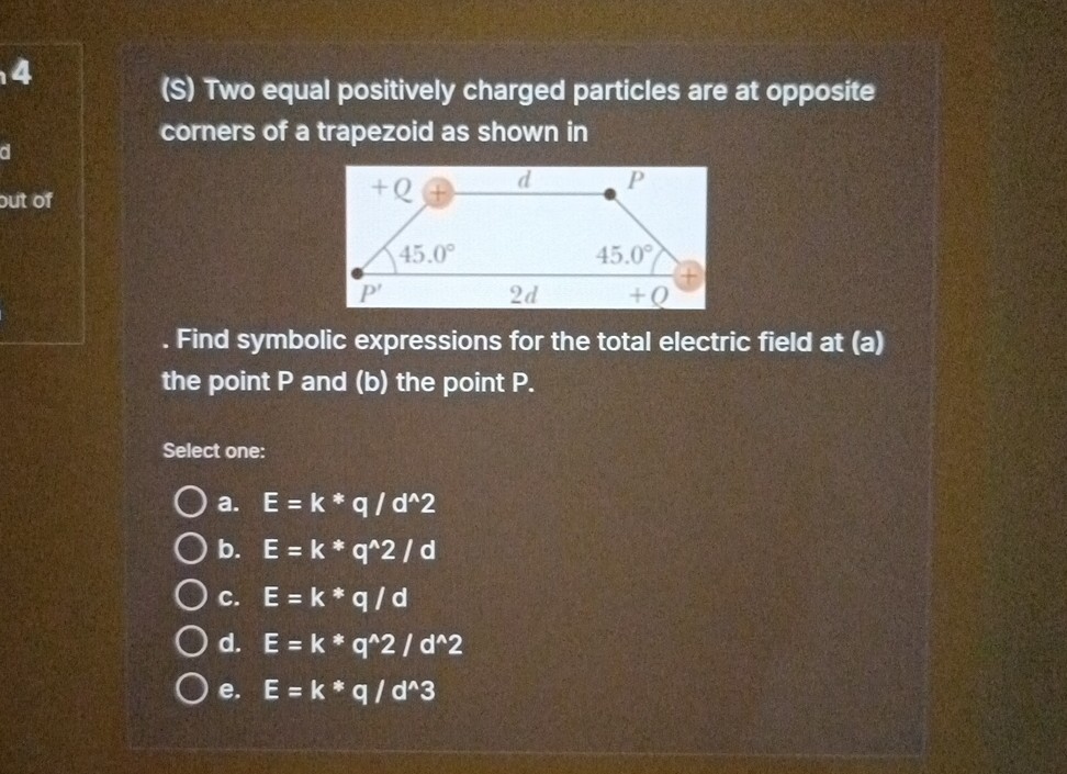 (S) Two equal positively charged particles are at opposite corners of a ...