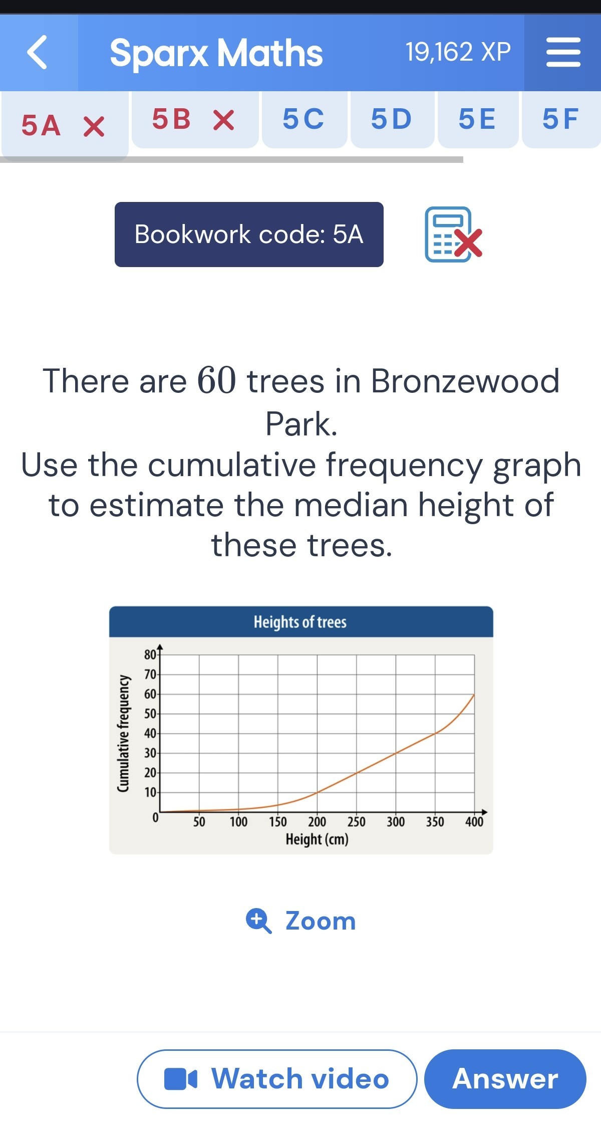 Bookwork code: 5A There are 60 trees in Bronzewood...