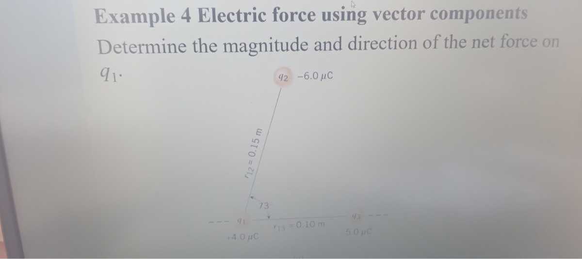 Example 4 Electric Force Using Vector Components Determine The