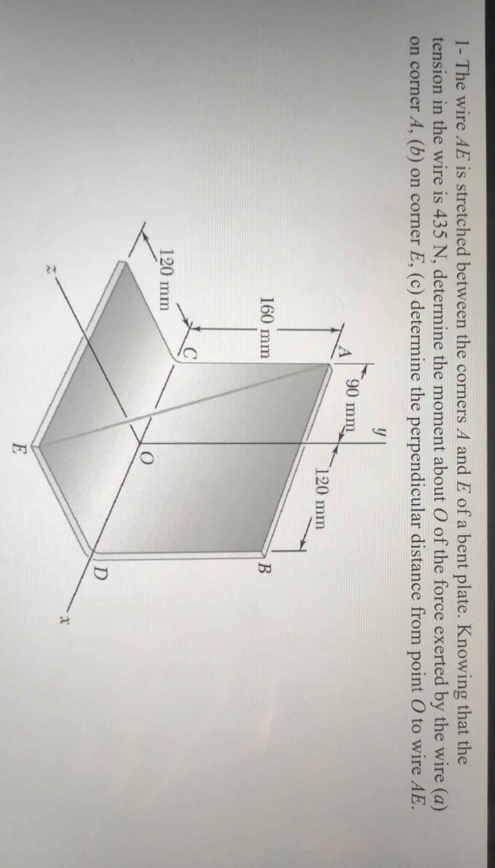 1 the wire a e is stretched between the corners a and e of a bent plate ...