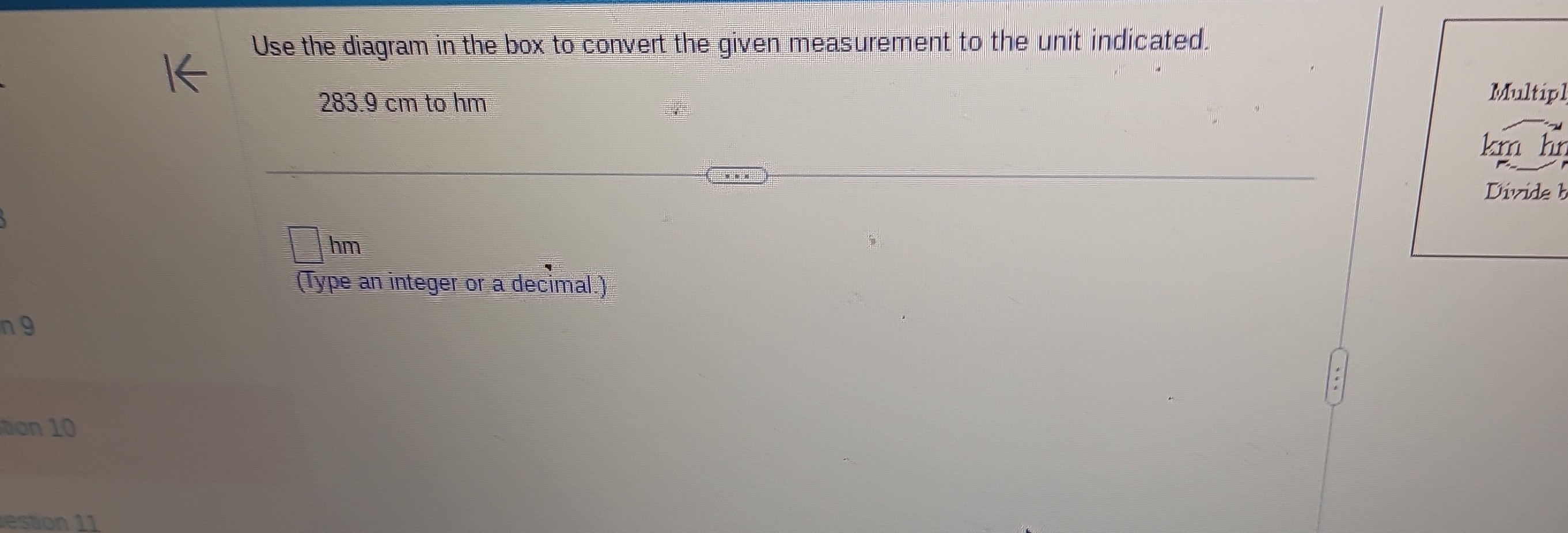 k use the diagram in the box to convert the given measurement to the unit indicated 2839 cm to ...