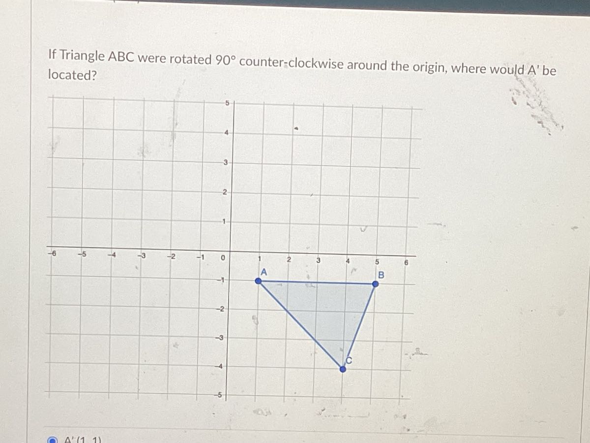 if triangle a b c were rotated 90circ counter clockwise around the ...