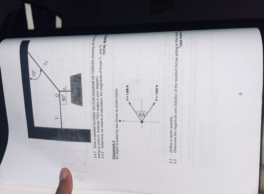3.4.1 Draw a labelled CLOSED VECTOR DIAGRAM OF FORCES showing all the ...