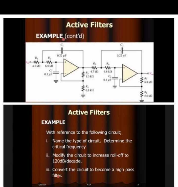 Active Filters EXAMPLE (cont'd) Active Filters EXAMPLE With reference ...