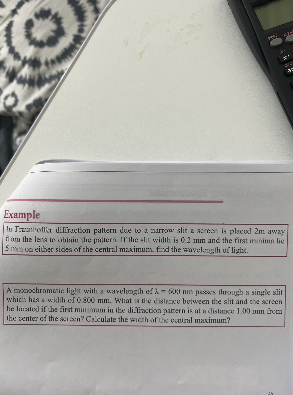 Example In Fraunhoffer diffraction pattern due to a narrow slit a ...
