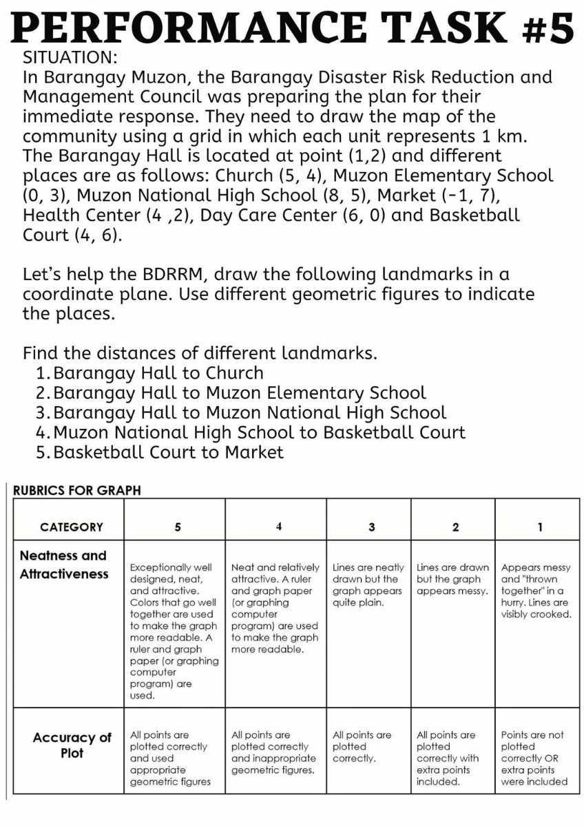 PERFORMANCE TASK #5 SITUATION: In Barangay Muzon, the Barangay Disaster Risk Reduction and ...
