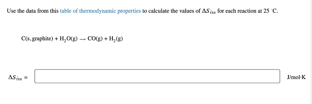 SOLVED: Use the data from this table of thermodynamic properties to calculate the values of Δ ...