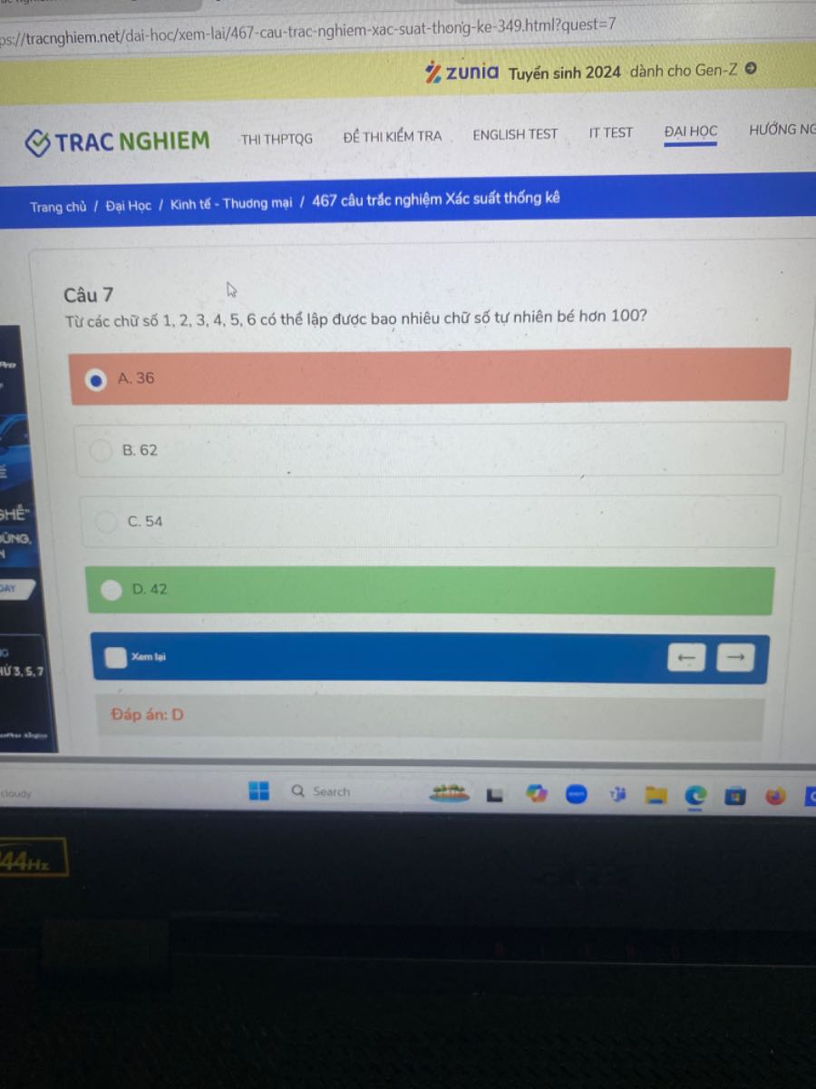 os://tracnghiem.net/dai-hoc/xem-lai/467-cau-trac-nghiem-xac-suat-thong-ke-349.html?quest=7 ZUnia ...