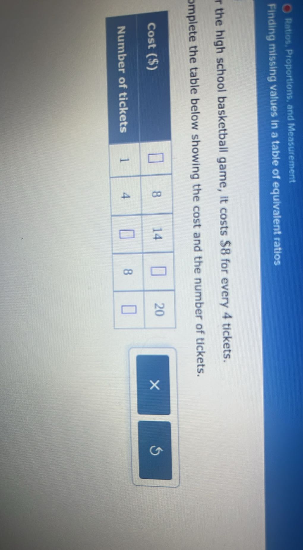 Ratios, Proportions, and Measurement Finding missing values in a table ...