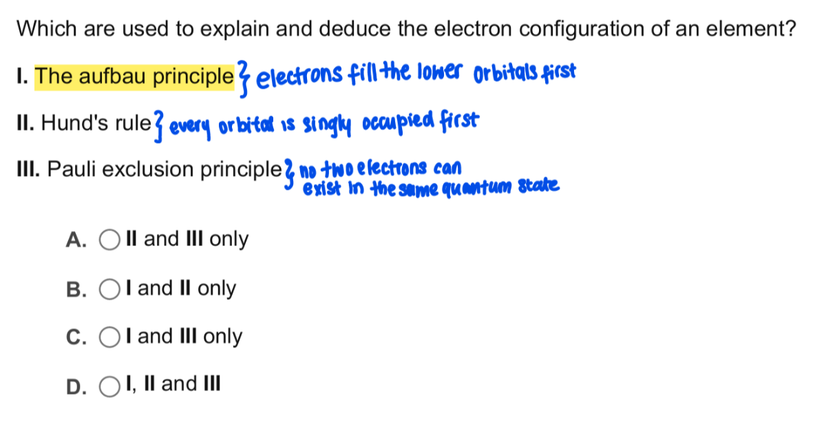 SOLVED: Which are used to explain and deduce the electron configuration ...