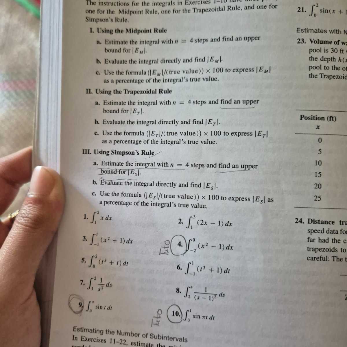 The instructions for the integrals in Exercises one for the Midpoint ...