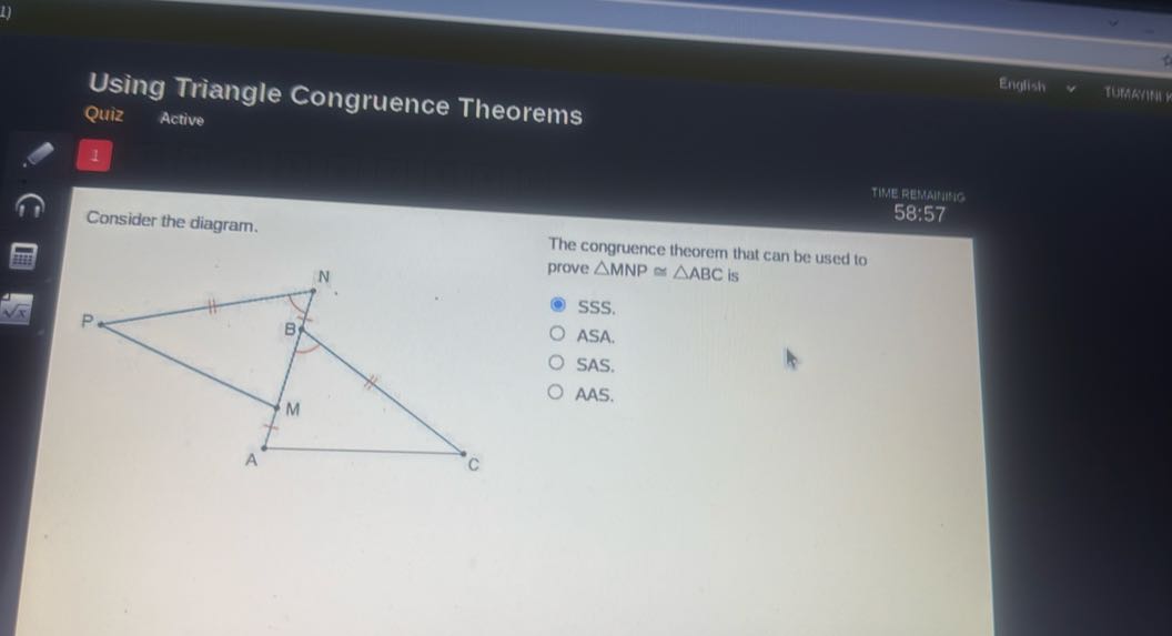 1) Using Triangle Congruence Theorems Engilish TURAKYIEII Quiz Active 1 ...