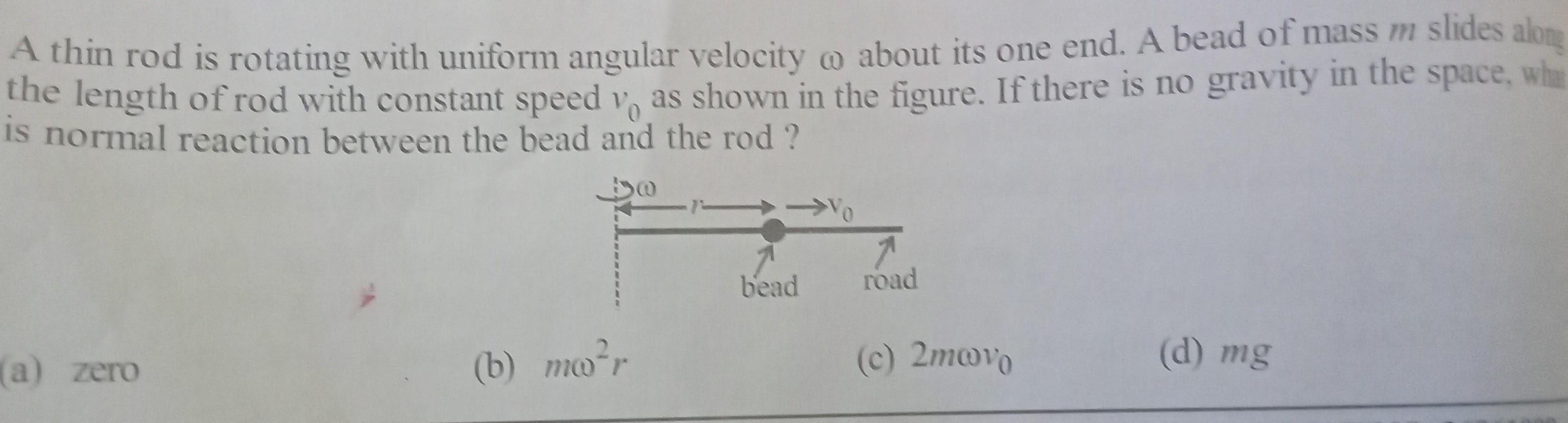a thin rod is rotating with uniform angular velocity omega about its ...