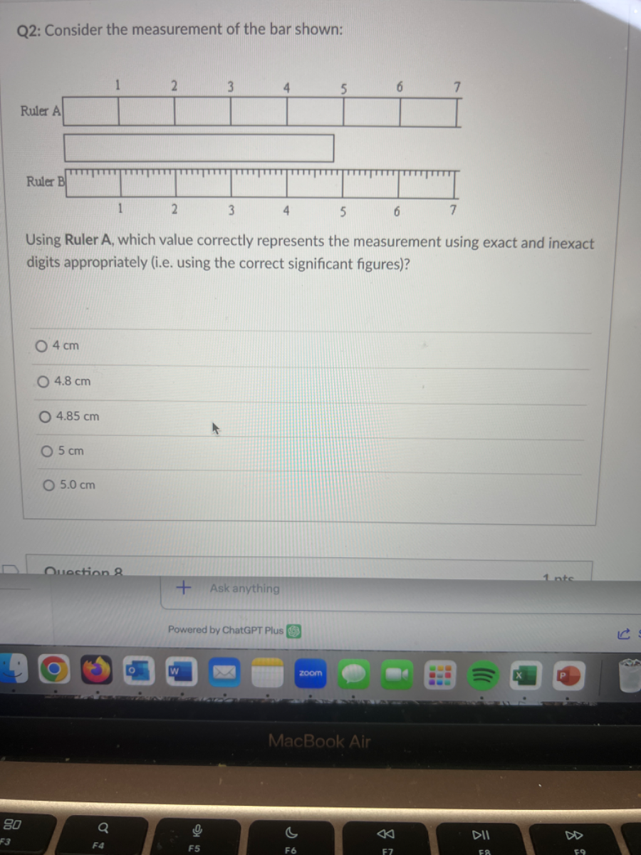 SOLVED: Q2: Consider the measurement of the bar shown: Using Ruler A ...