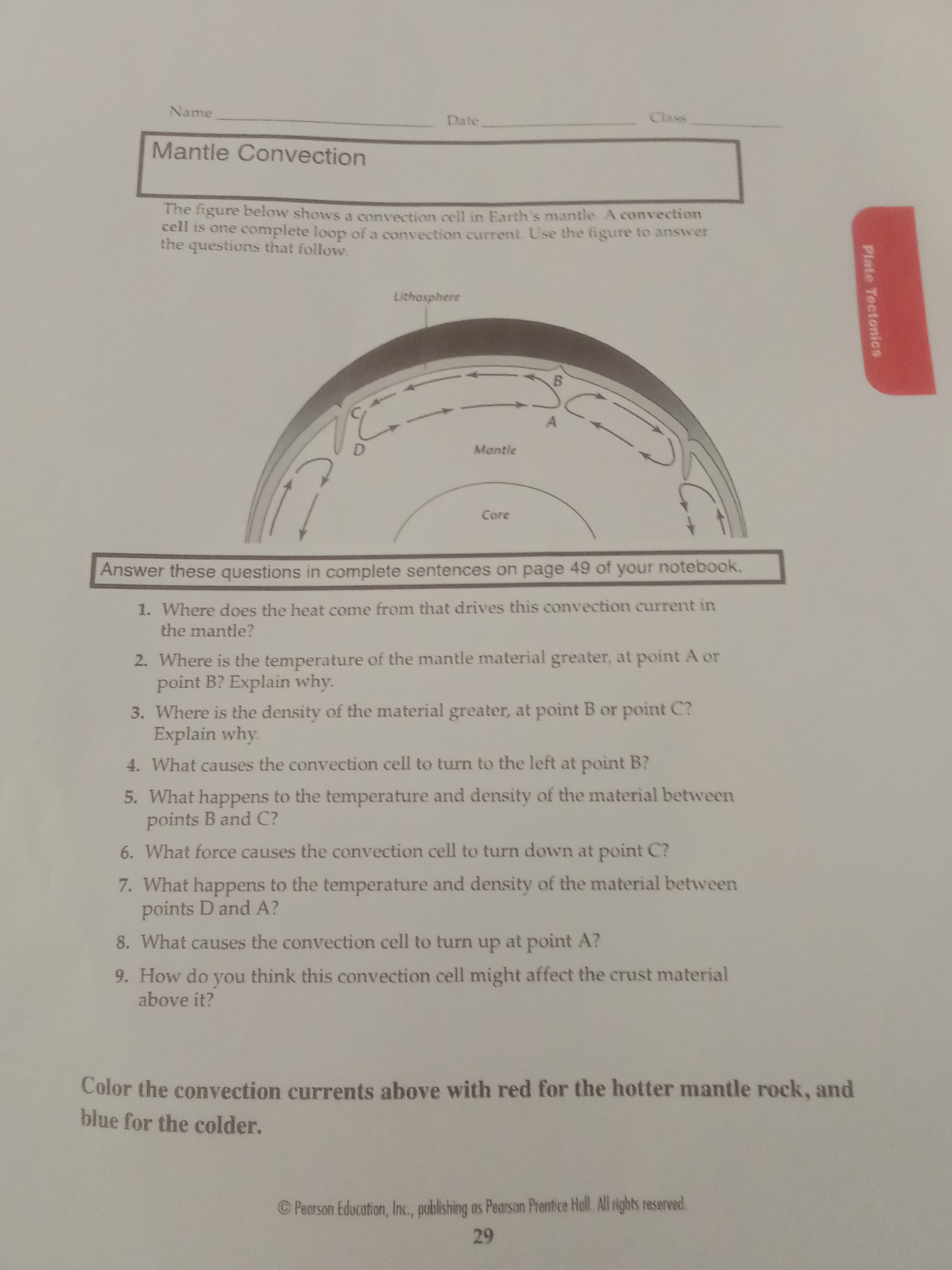 Name Date Class Mantle Convection The figure below shows a convection ...