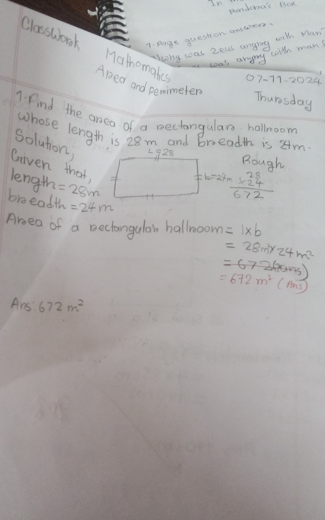 classwork pandorras box 1 page guestion answer matho wwhy was zeus ...