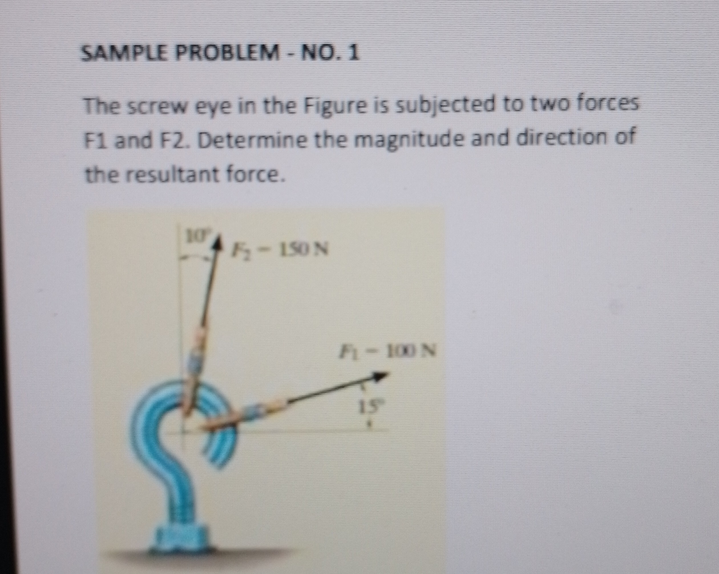 sample problem no 1 the screw eye in the figure is subjected to two ...
