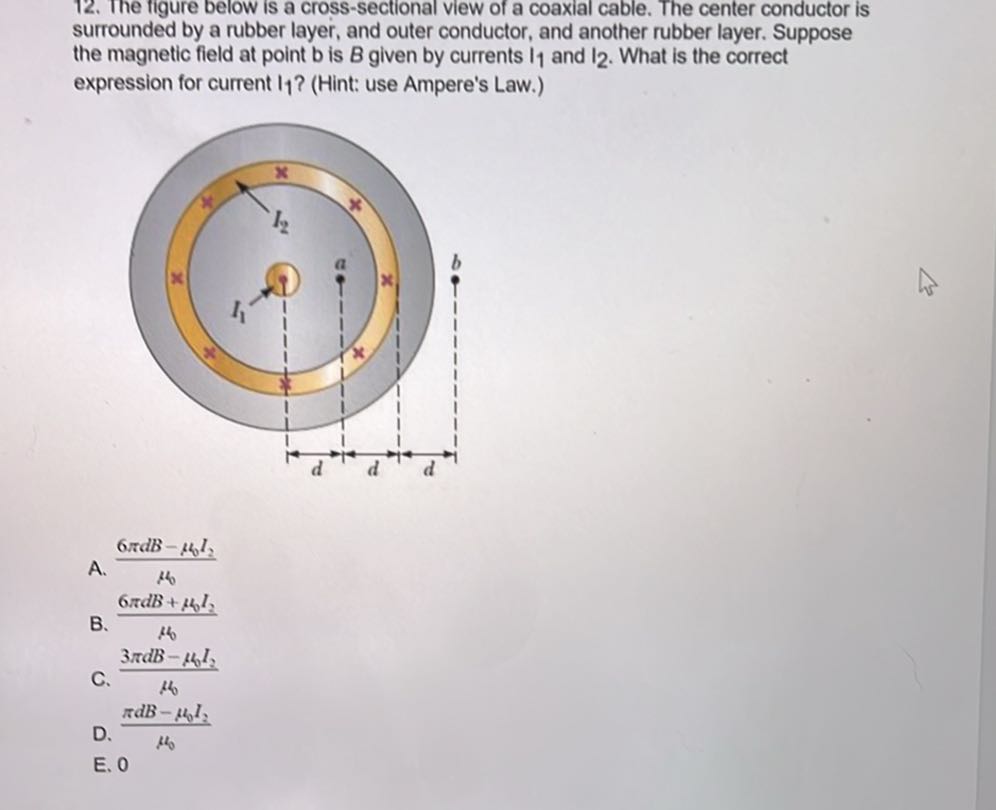 12 the figure below is a cross sectional view of a coaxial cable the ...