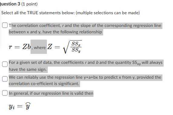 question 3 1 point select all the true statements below multiple selections can be made the ...