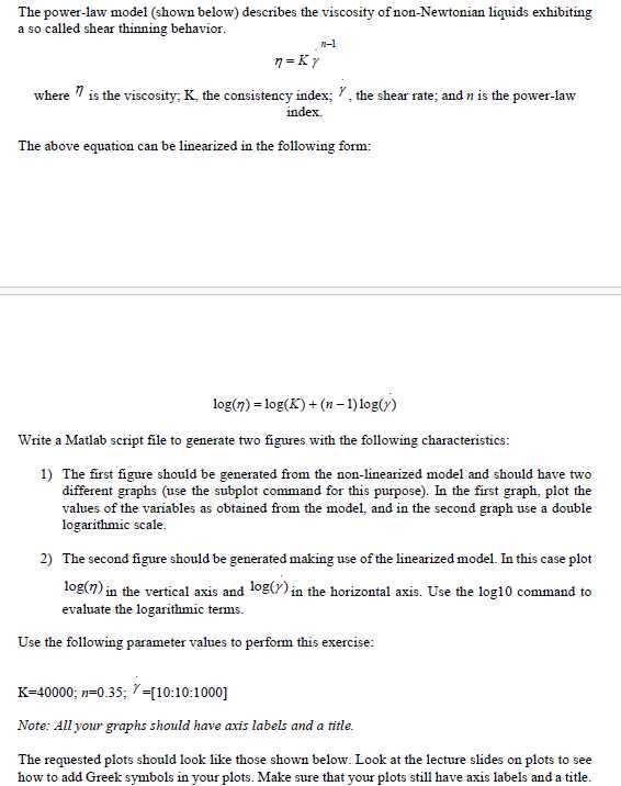 The power-law model (shown below) describes the viscosity of non ...