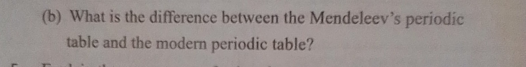 (b) What is the difference between the Mendeleev's periodic table and ...