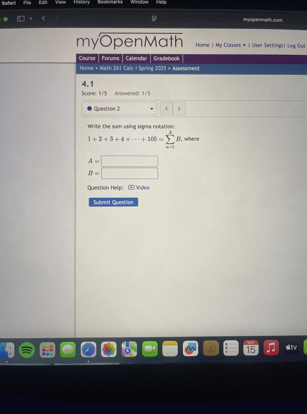 Safari File Edit View History Bookmarks Window Help myopenmath.com my ...