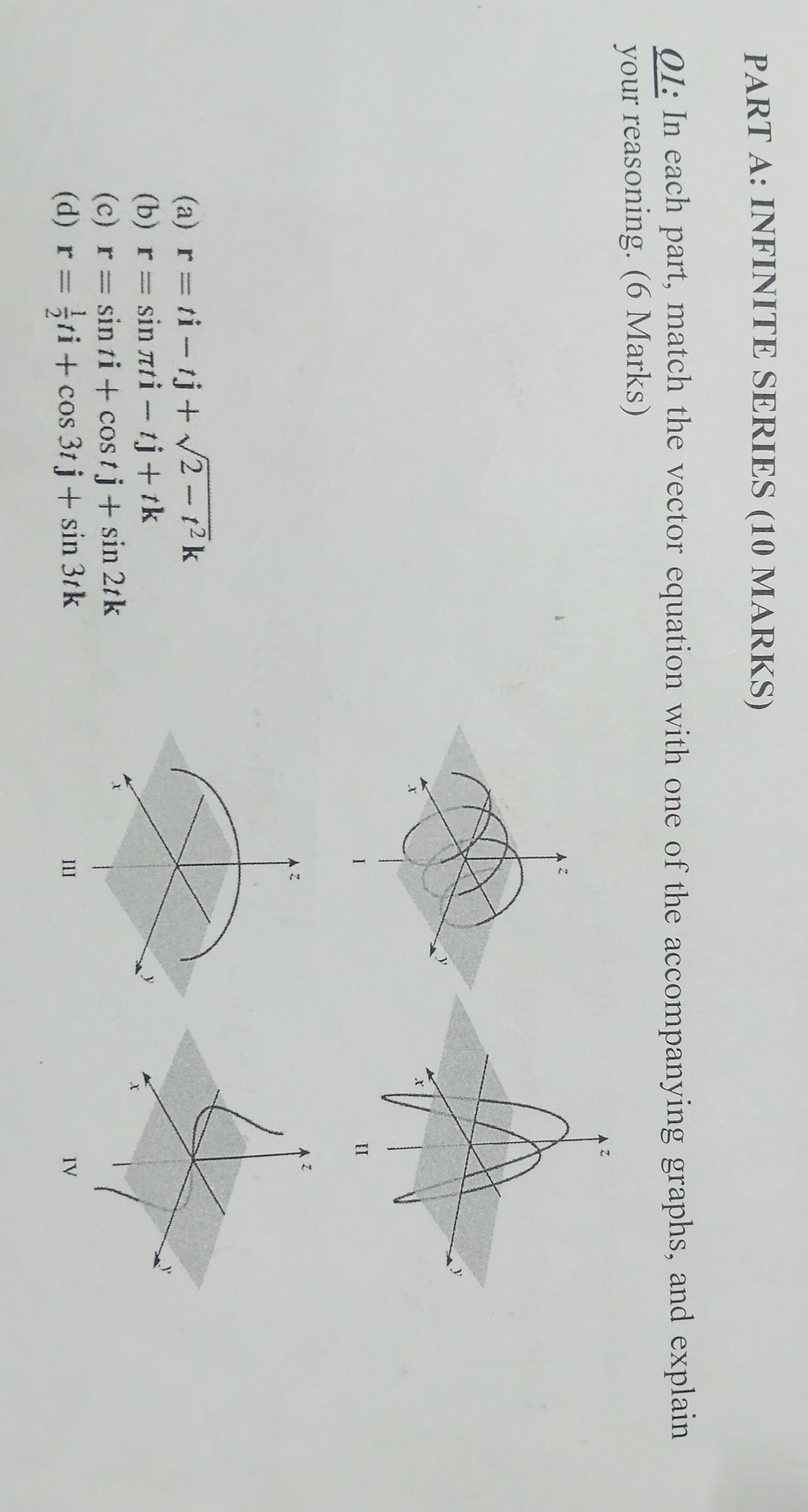 part a infinite series 10 marks q1 in each part match the vector equation with one of the ...