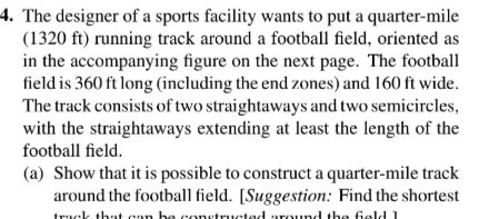 4 the designer of a sports facility wants to put a quarter mile 1320 ...