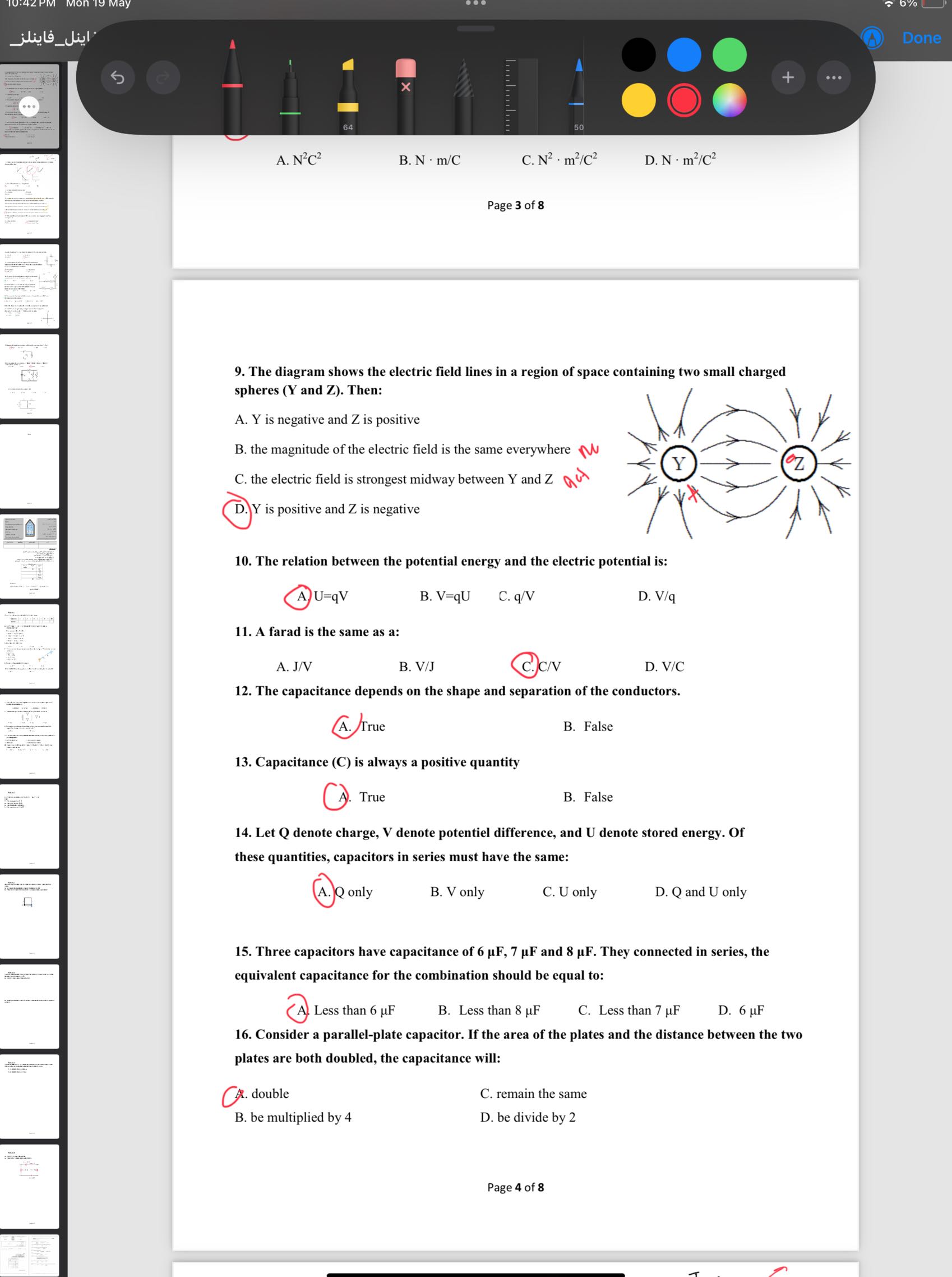 A. N^2C^2 B. N·m / C C. N^2· m^2 / C^2 D. N·m^2 / C^2 Page 3 of 8 9 ...